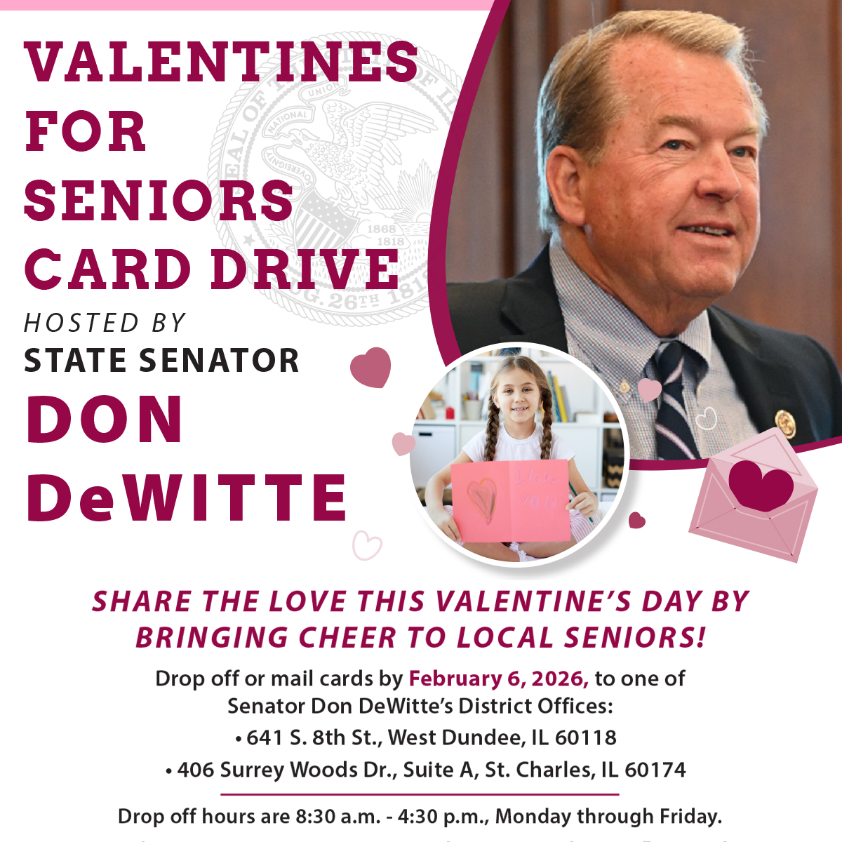 Senator Don DeWitte Launches 6th Annual “Valentines for Seniors” Card ...